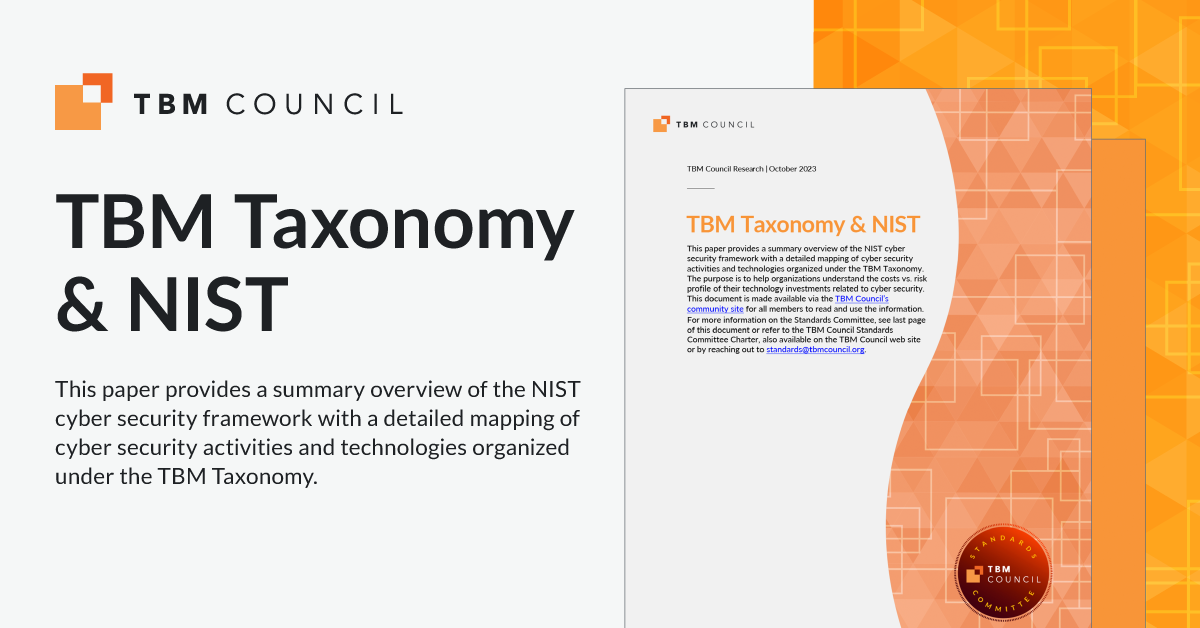 TBM Taxonomy & NIST - TBM Council